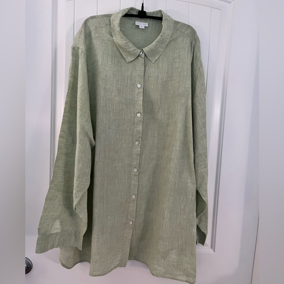 J. Jill | Tops | J Jill Love Linen Light Green Top 4x | Poshmark